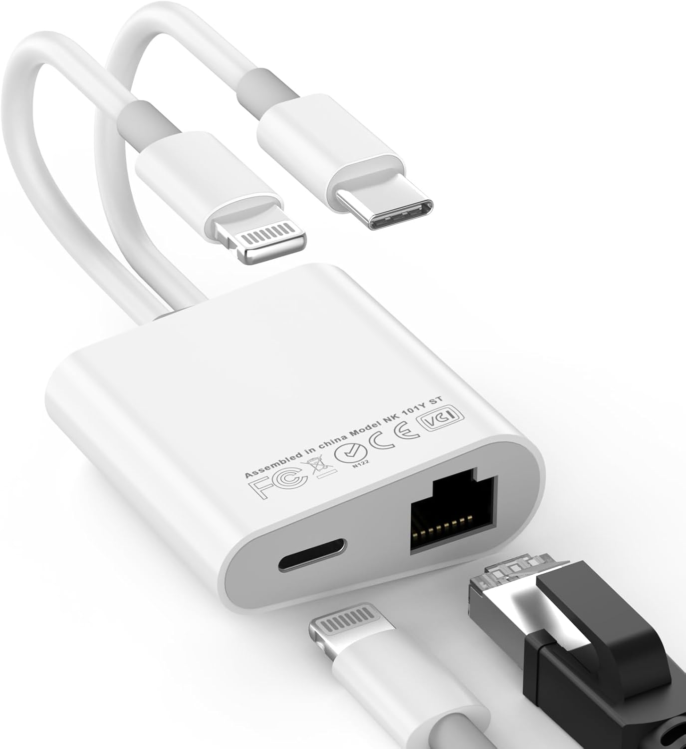 Amazon.com: Lightning and USB C to Ethernet Adapter, [Apple MFi ...