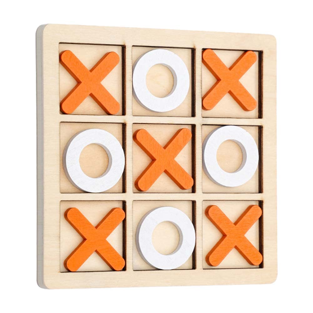 Buy EHOTER Tic-Tac-Toe Wooden Board Game X O Blocks Mini op Rustic Wood ...