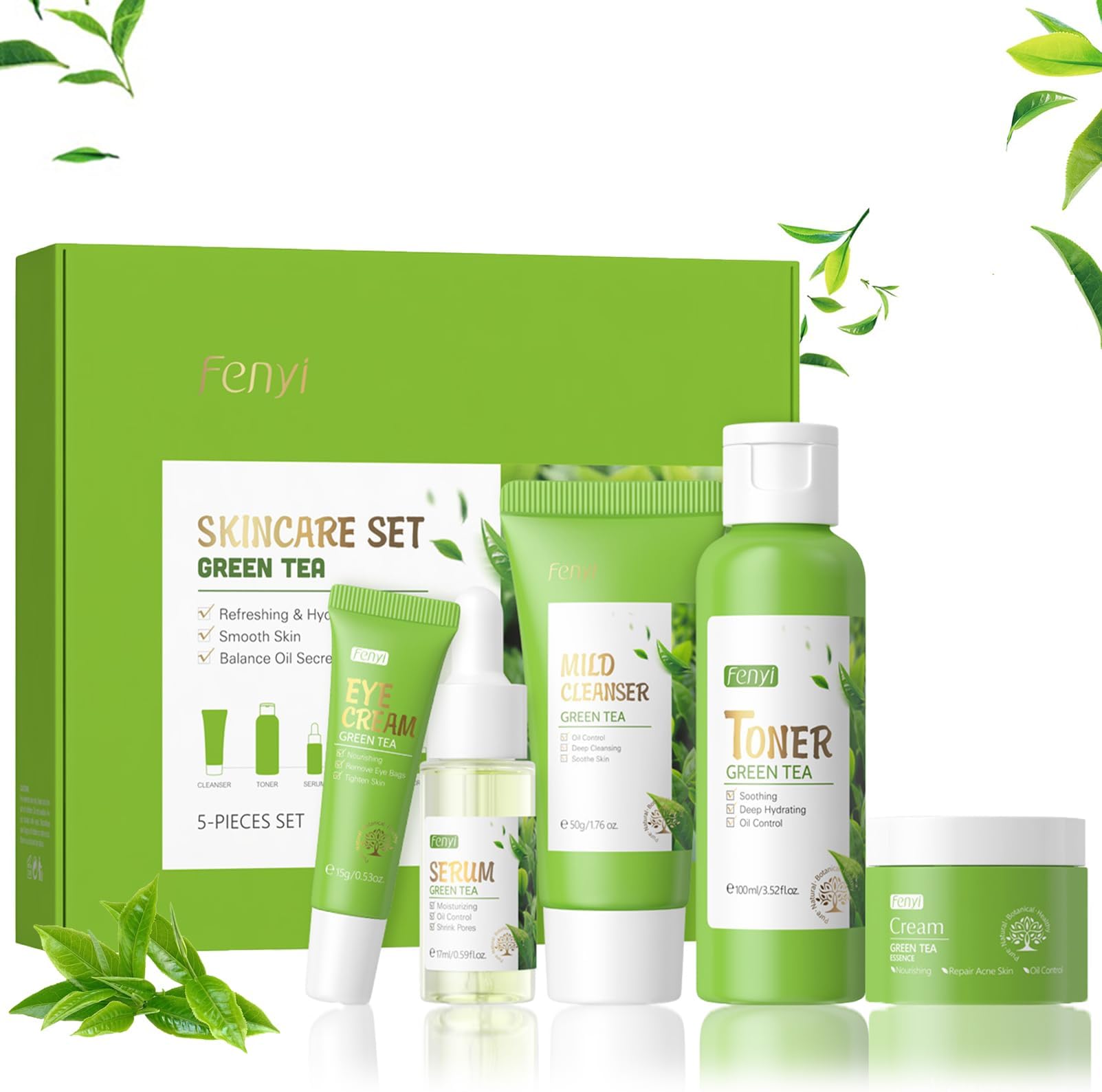 Amazon.com: Green Tea Skincare Set For Women & Girls, Green Tea Facial ...