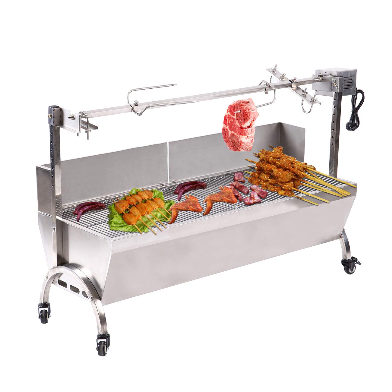 Samger 25W Portable Rotisserie Grill Roster with Wheels 33In Electric ...