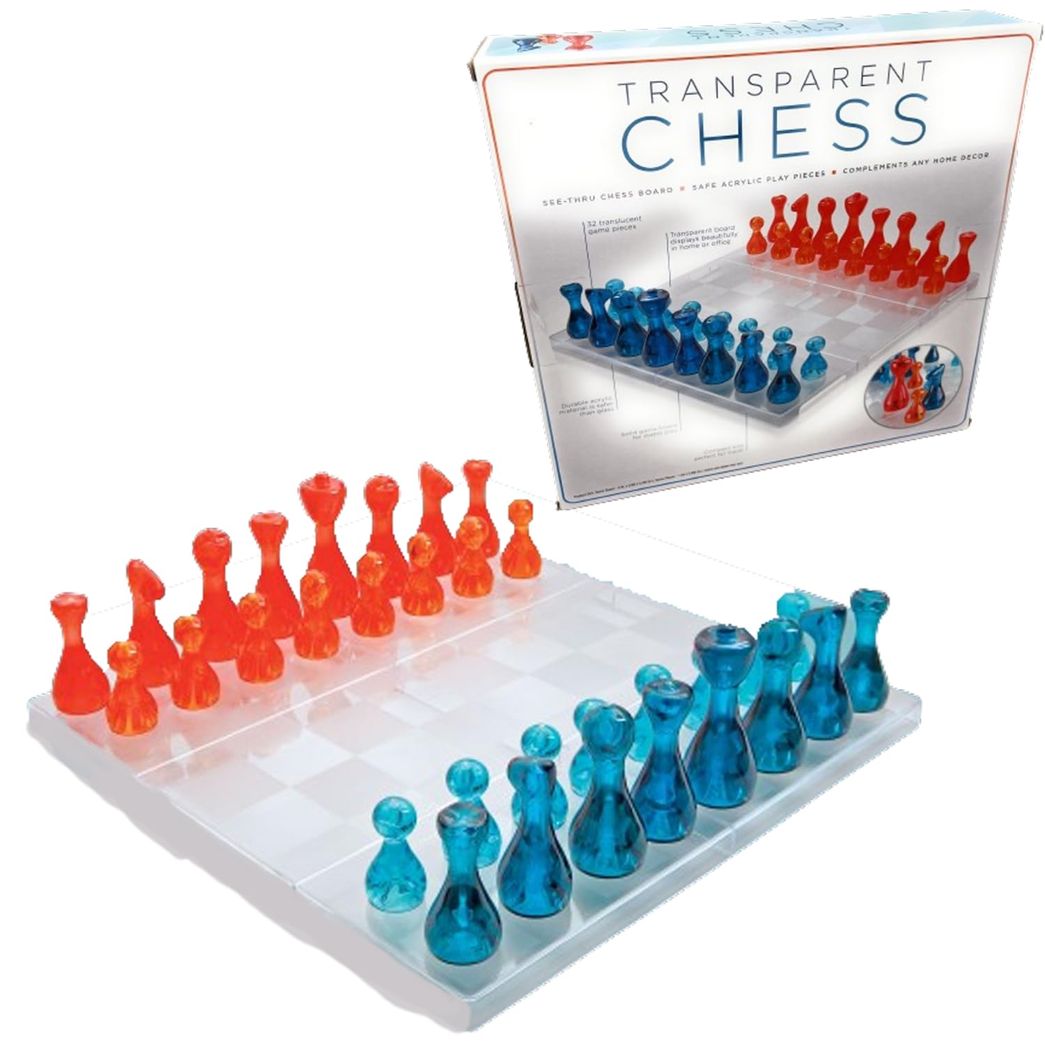 Amazon.com: Board Games - Premium Transparent Chess Board with 32 ...