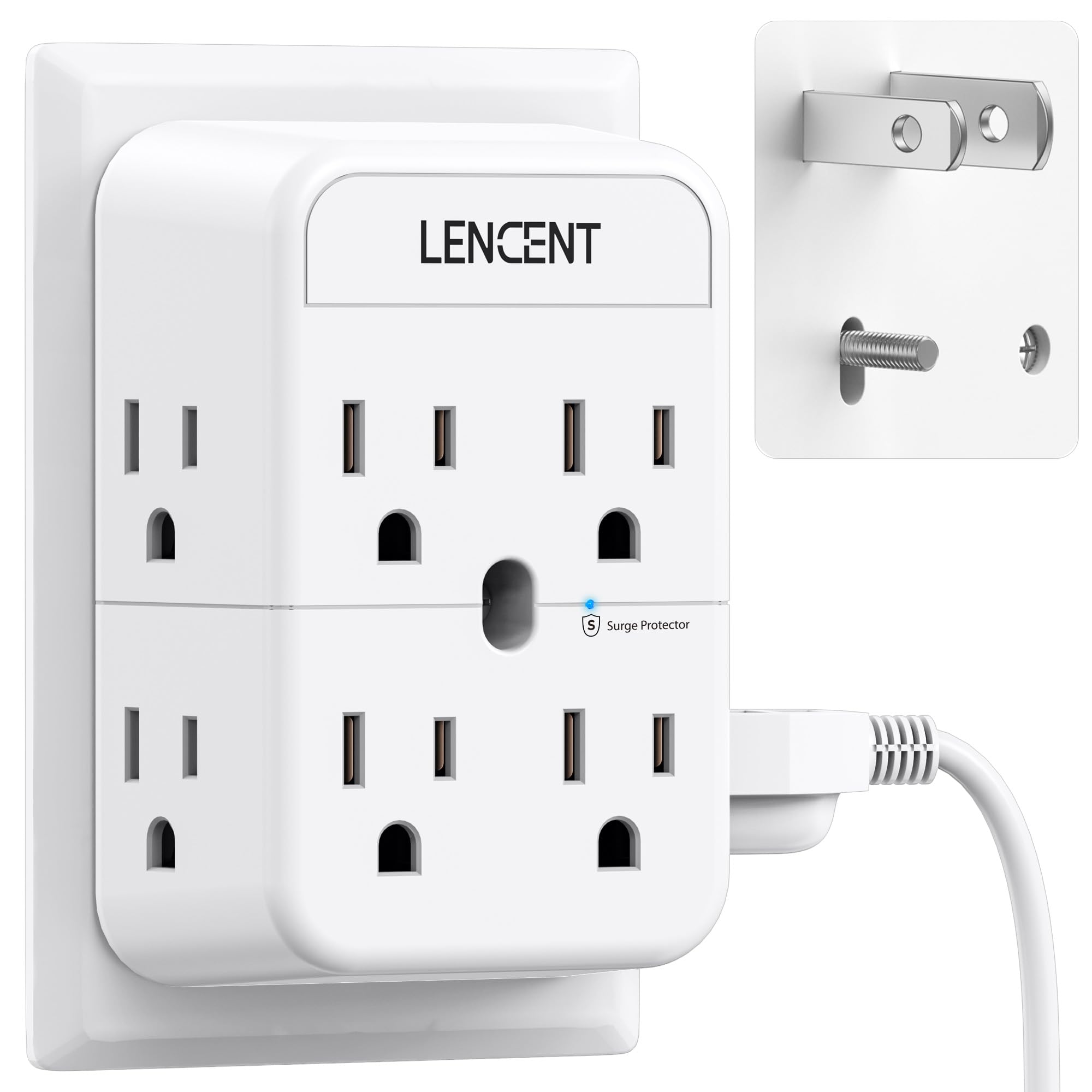 Amazon.com: LENCENT 2 Prong Power Strip, 3 to 2 Prong Outlet Adapter ...
