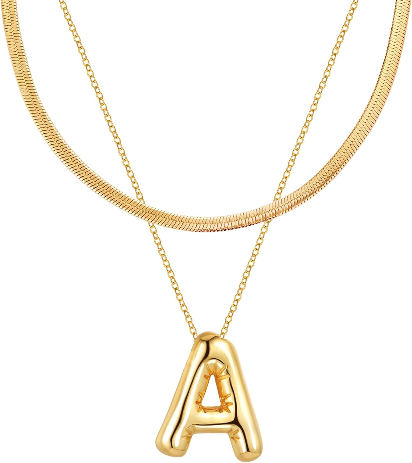 Amazon.com: HBFashion Bubble Letter Necklace Balloon Initial Necklaces ...