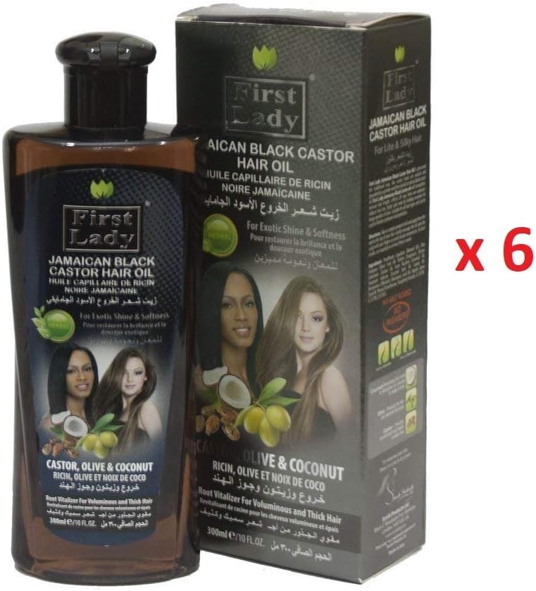 First Lady JAMAICAN BLACK CASTOR Hair Oil 300ml 10oz (6 pack) : Amazon ...