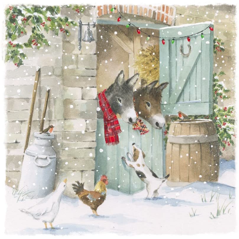 GBCC Charity Christmas Cards - Farmyard in the Winter - Donkeys in the ...