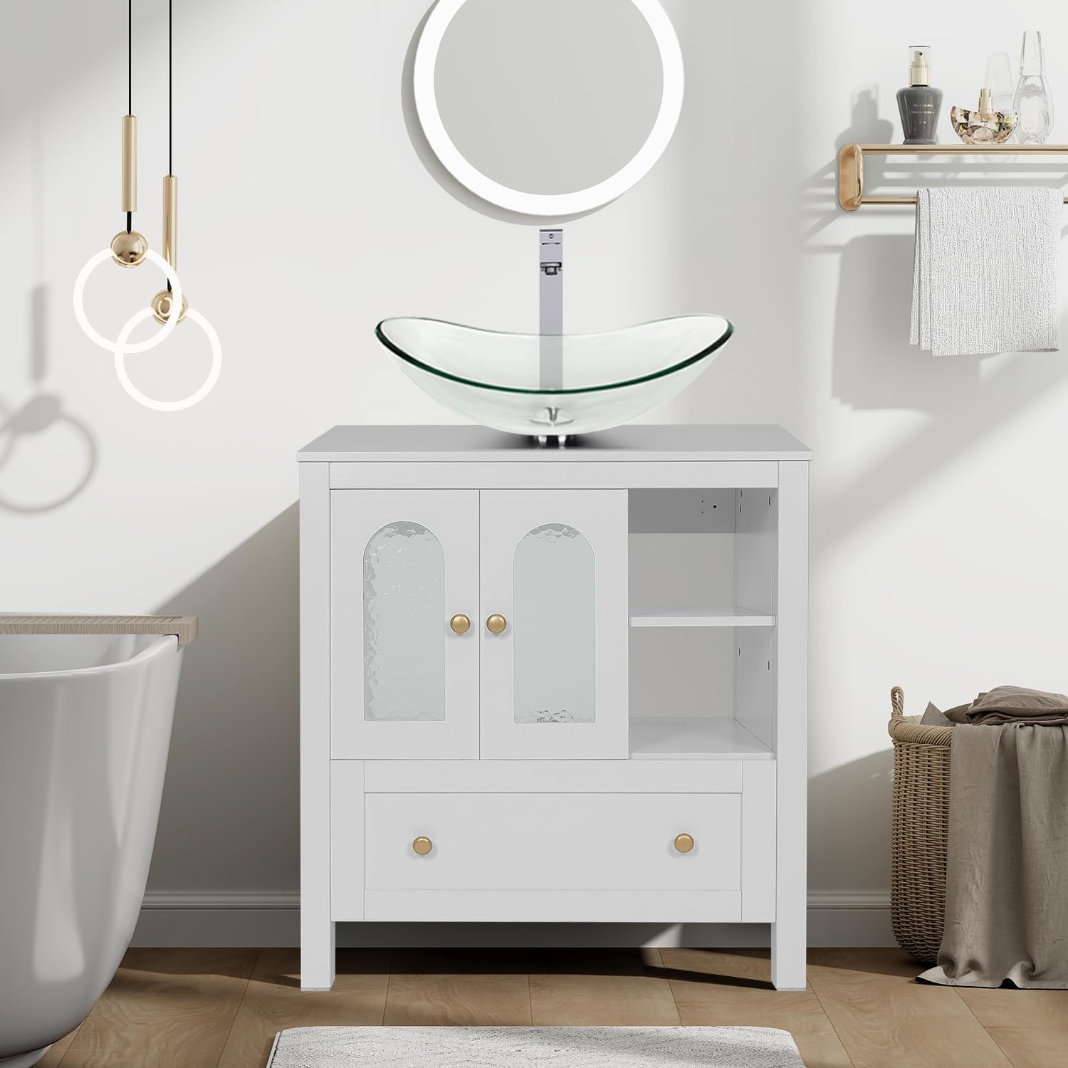 30" Bathroom Vanity with Sink, Freestanding Bathroom Storage Cabinet ...