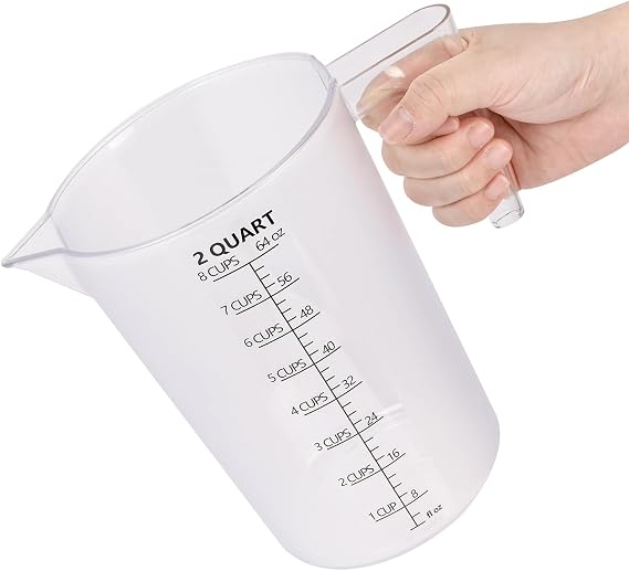 Amazon.com: Food-Grade Plastic Measuring Pitcher – 64 Ounce & 8 Cups ...