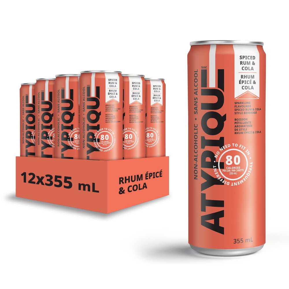 Atypique Non-Alcoholic Low Calories Cocktail, Spiced Rhum & Cola, 355 ...