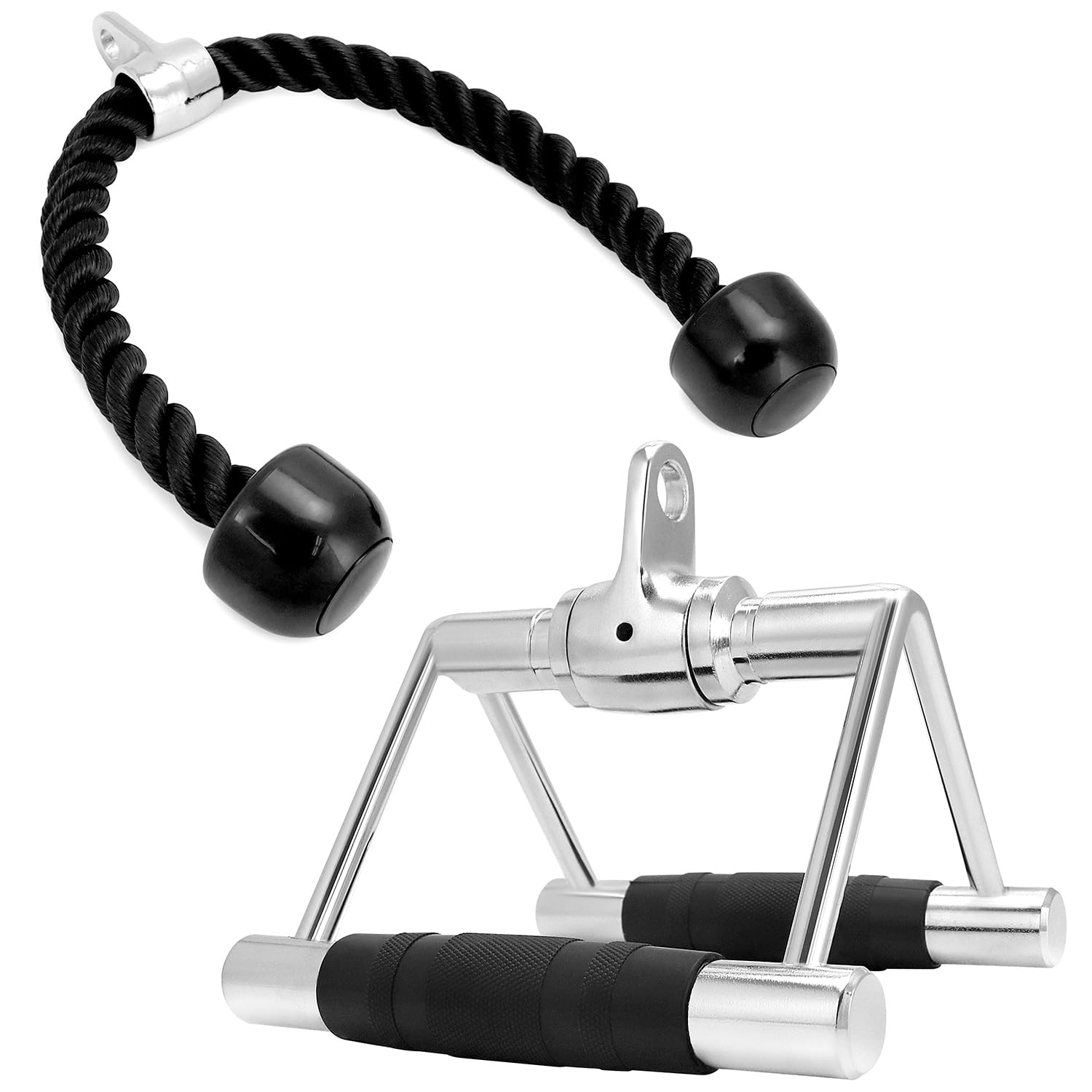 QWORK® Tricep Rope and V Rowing Handle for Gym Cable Machine, LAT Pull ...