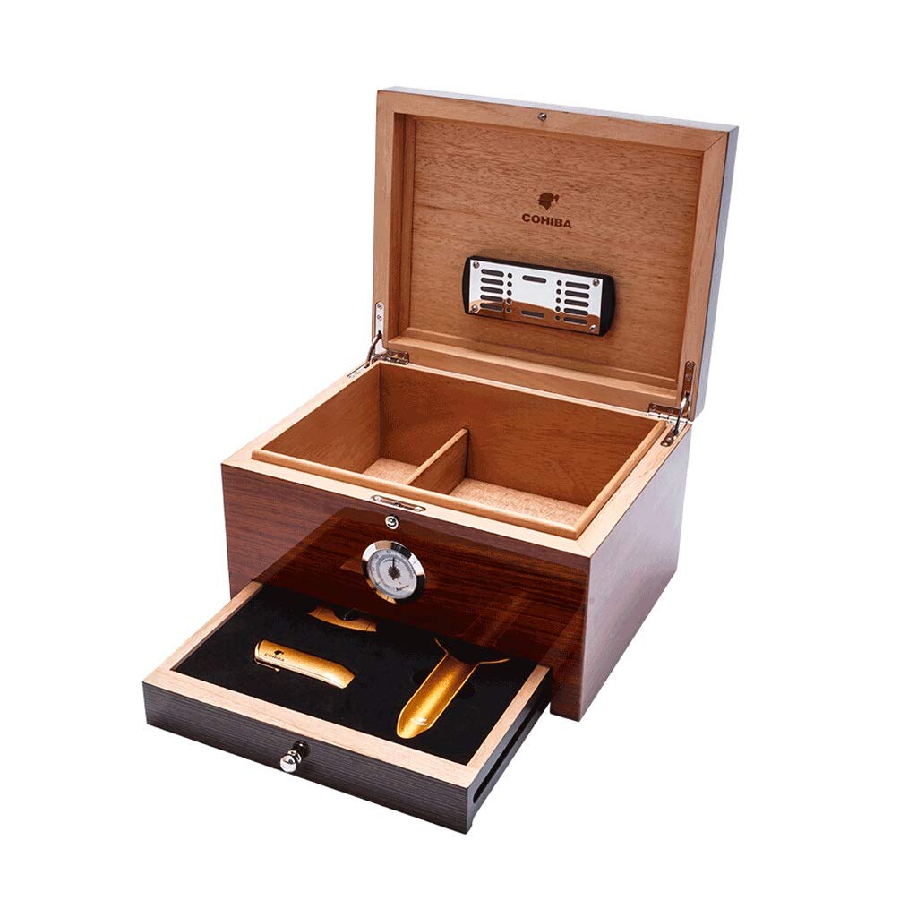 Buy Cigar Humidor Set Cedar Cigar Box, Can Hold 30-50 Cigars with ...