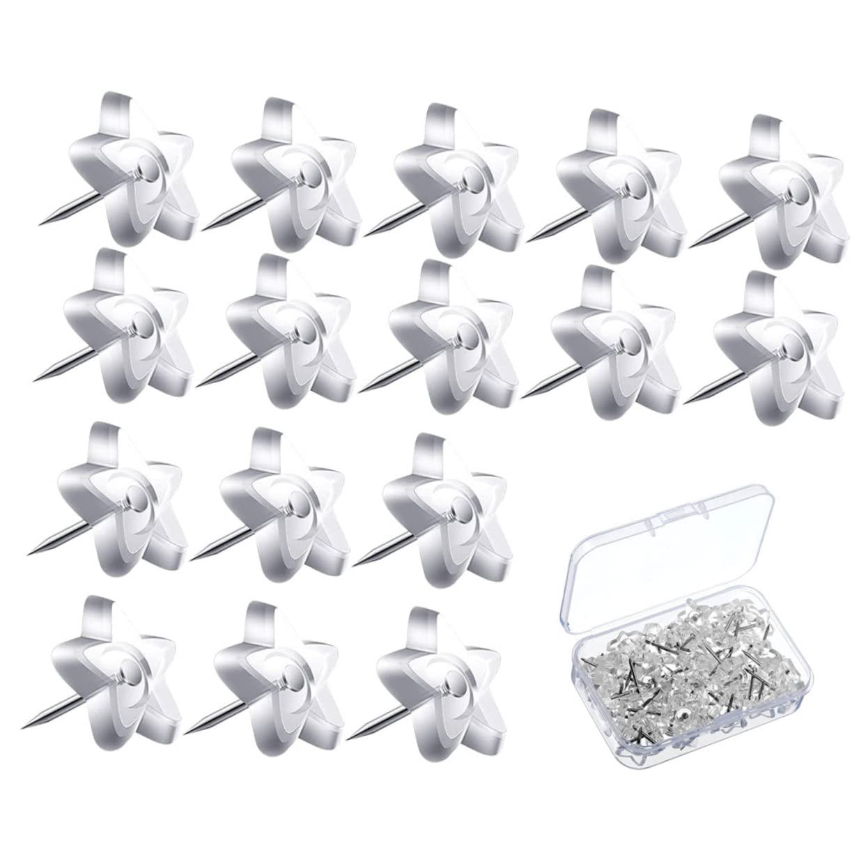 Snapklik.com : 200Pcs Star Shaped Clear Push Pins Plastic Thumb Tacks ...