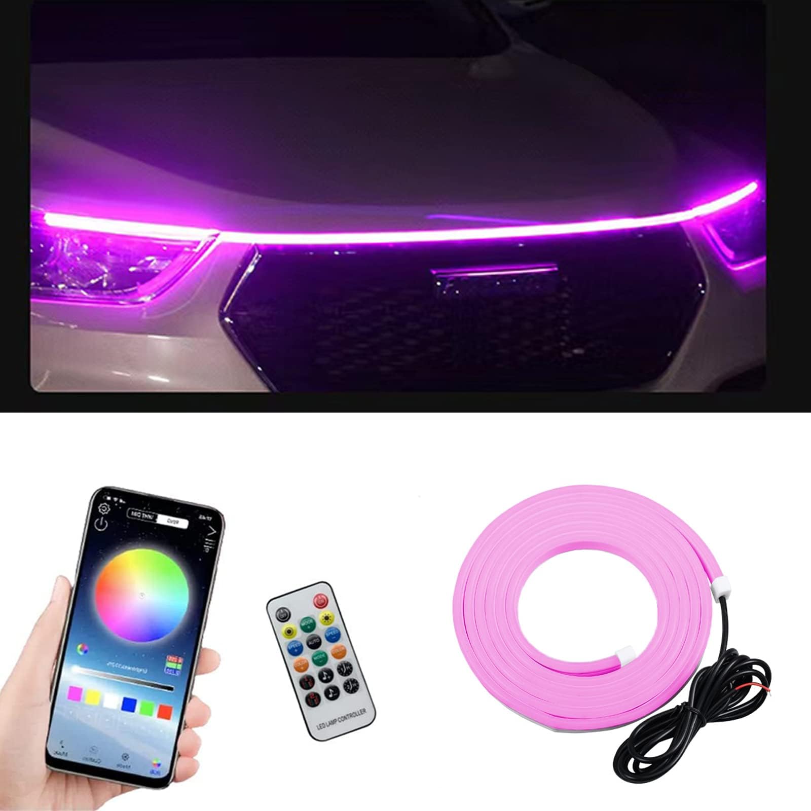 Amazon.com: Sodcay Pack-1 Car Hood LED Strip Lights, 59In Long 12V Led ...