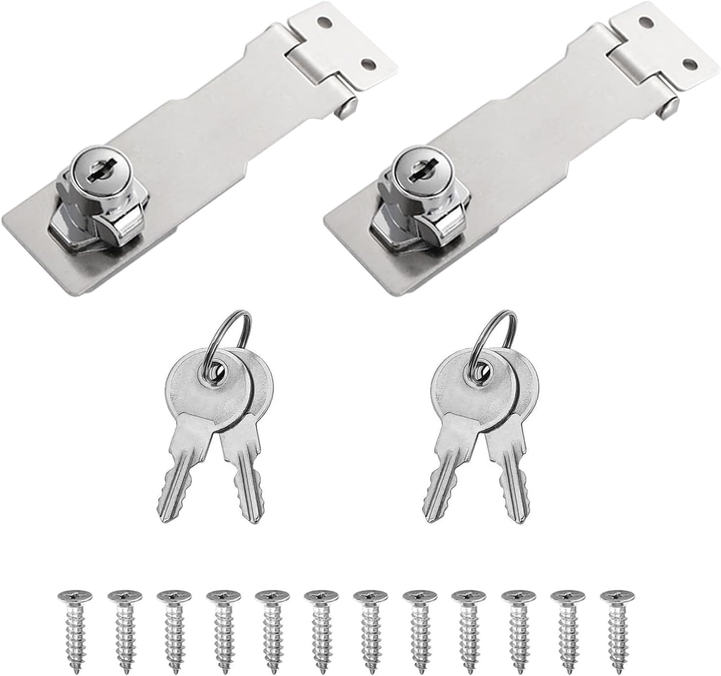 Eagles Keyed Hasp Locks, (4 Inch, Silver, 2PCS) Knob Locking Hasp ...