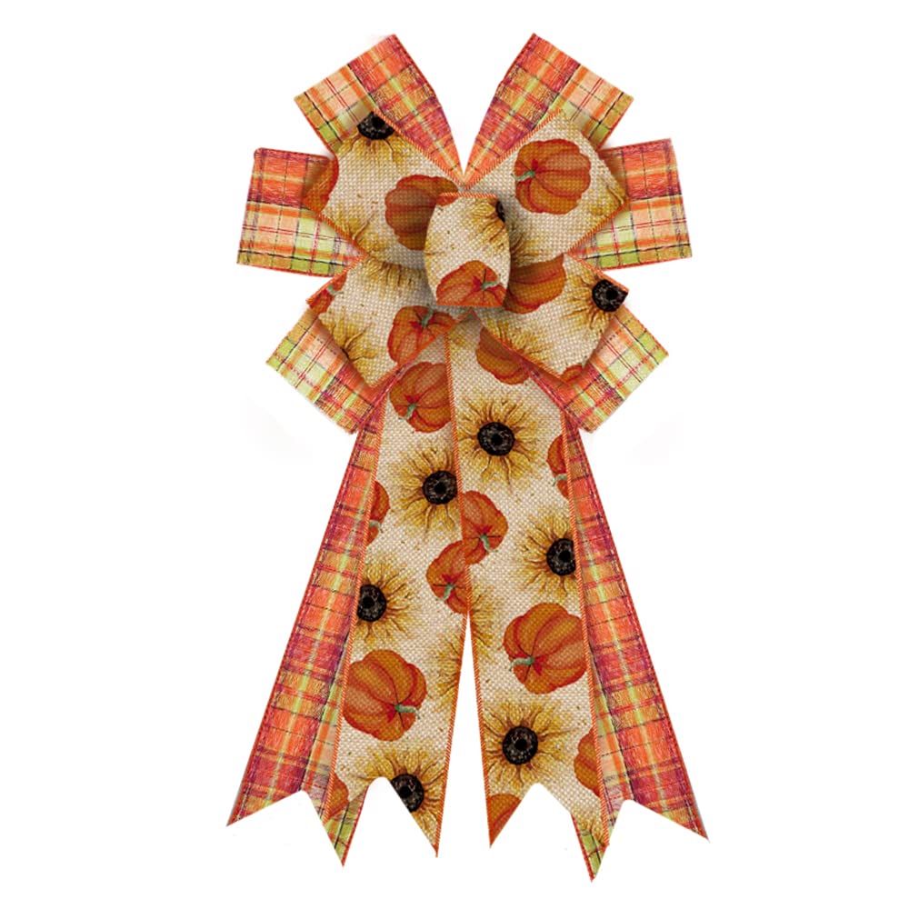 Amazon.com: Large Fall Wreath Bows Thanksgiving Bows Pumpkin Sunflowers ...