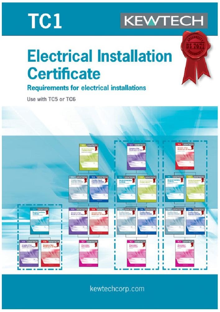 Kewtech TC1 Electrical Test and Installation Certificate book, 42 Pages ...
