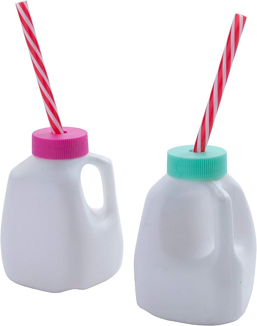 Amazon.com: Fun Express 12 Pieces Mini Milk Carton with Lids and Straws ...