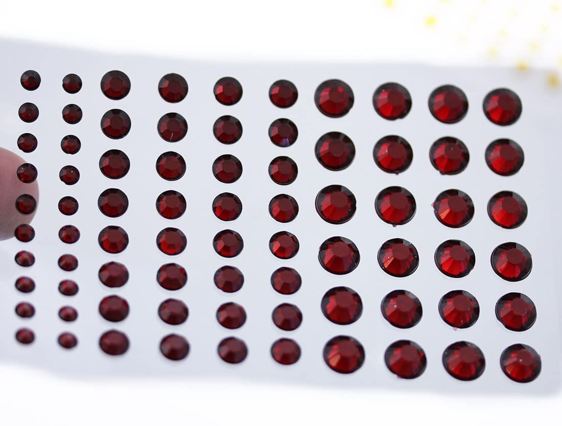 Amazon.com: Red Ruby Clear Self Adhesive Acrylic Rhinestones 3 Sizes ...
