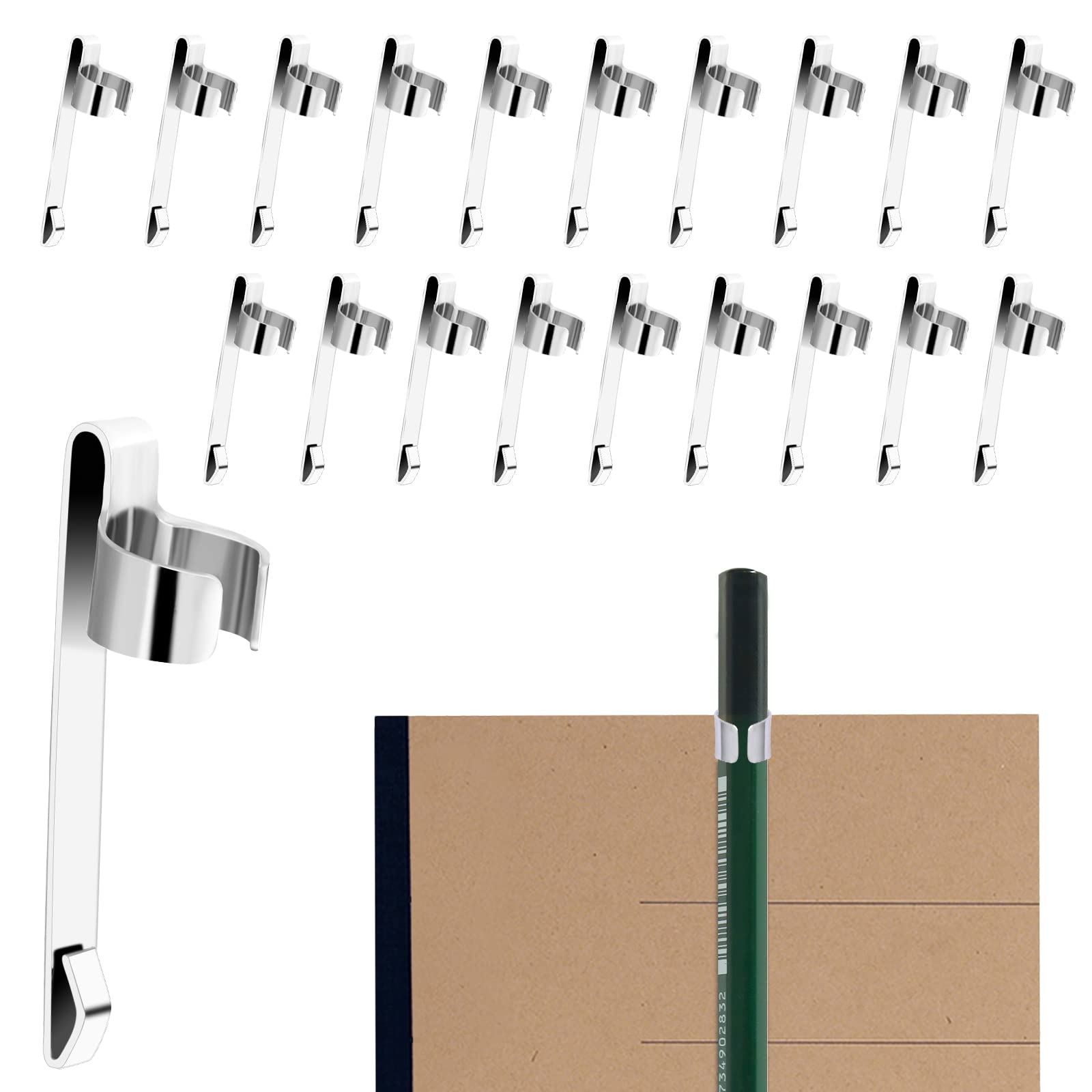 Amazon.com: 20 Pieces Metal Pen Clips Pencil Holder Clip Snap in Pencil ...