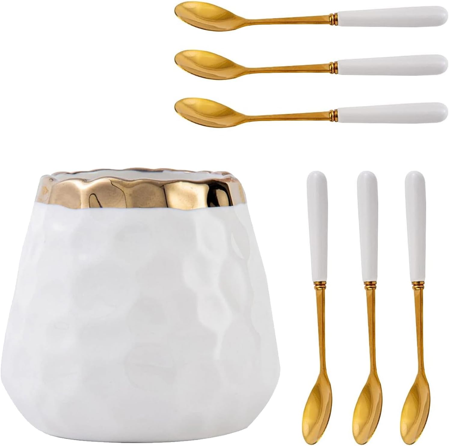 Amazon.com: 7Pcs Coffee Spoons Set,Ceramic Jar with 6 Spoons,Dessert ...