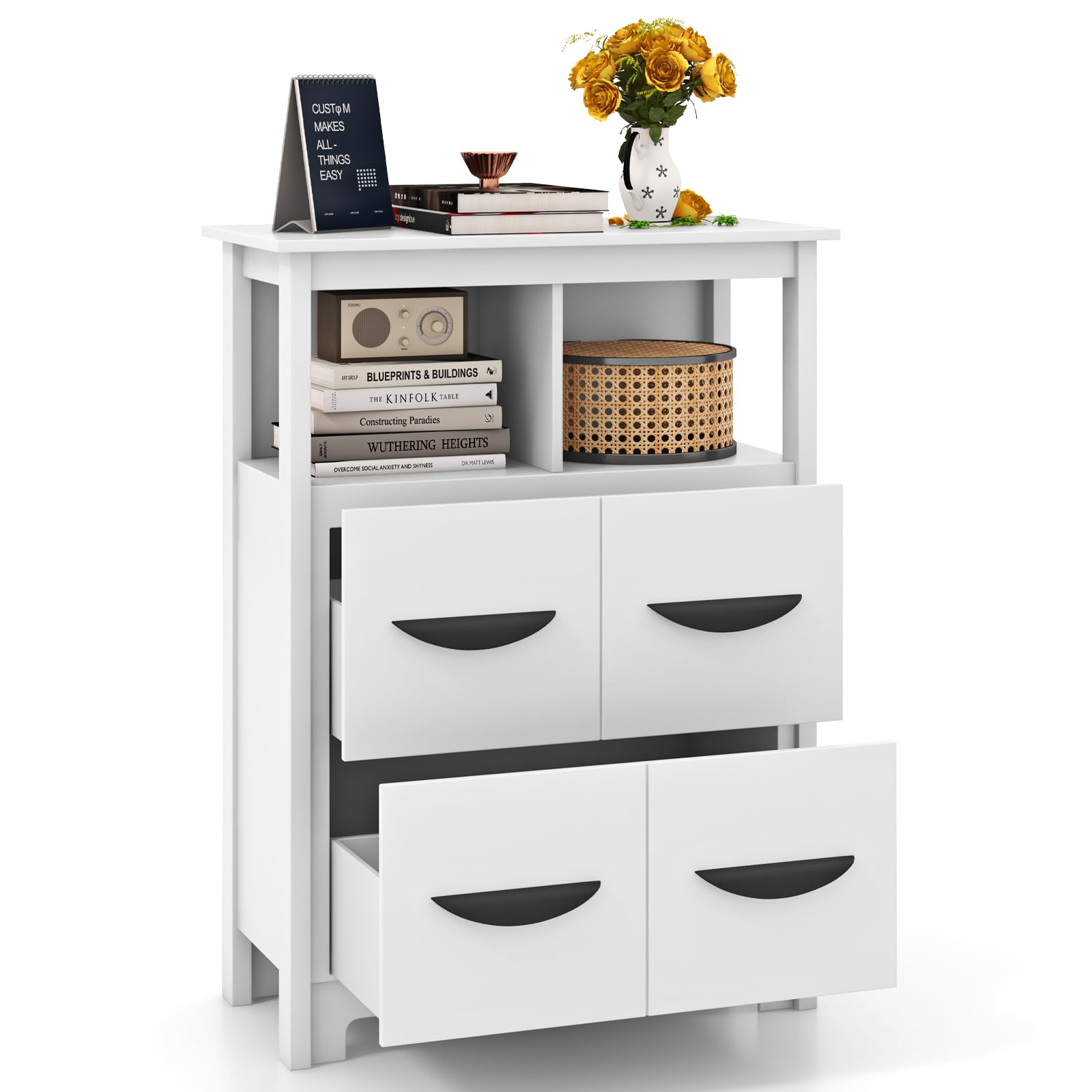 Amazon.com: Giantex Storage Cabinet with Large Drawers, Open Storage ...