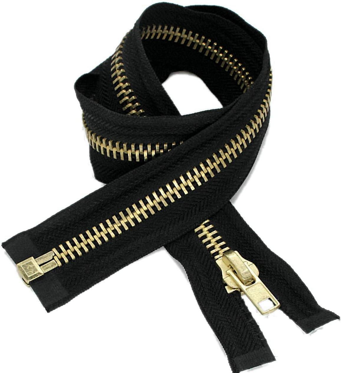 2PCS #5 24 Inch Metal Zippers for Jackets Coats Brass Separating Jacket ...