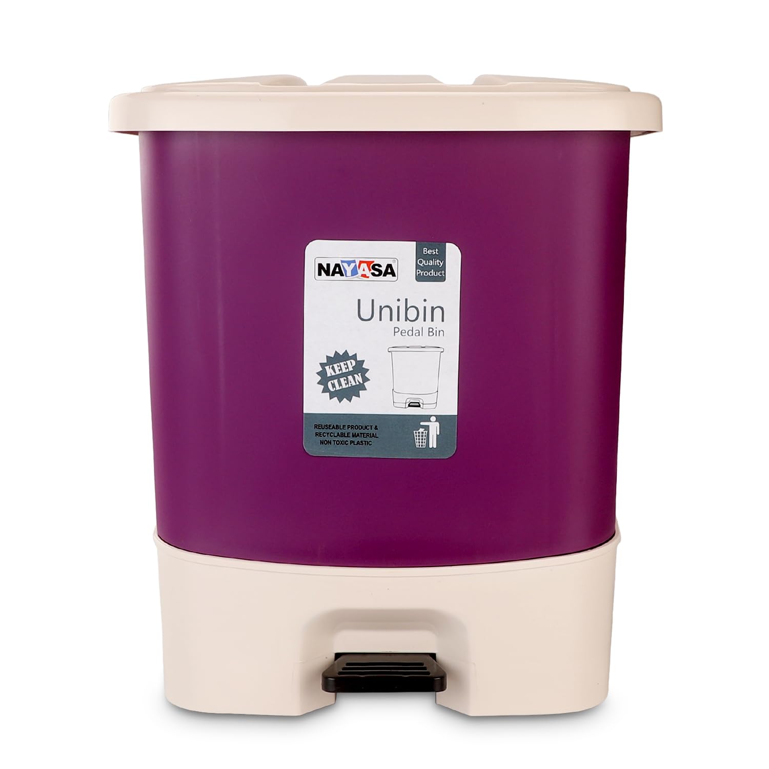 Nayasa Plastic Unibin Square | 20 Ltrs | Pedal Dustbin | With Lid and Detachable Bin | Multi ...