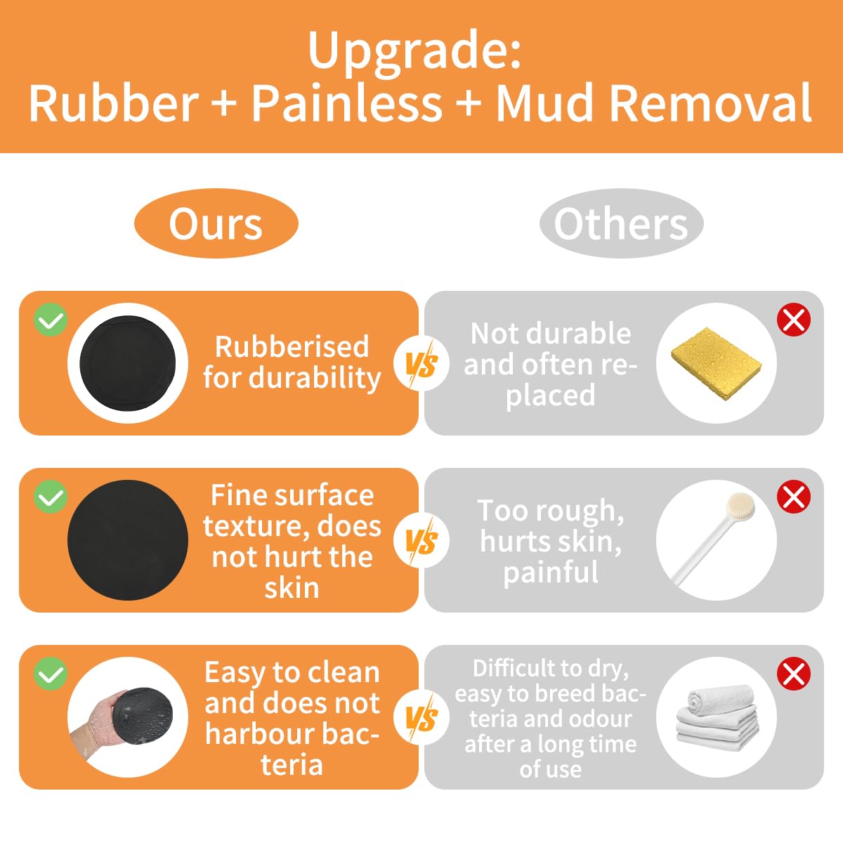 Snapklik.com : 2 Pack Exfoliating Natural Rubber Body Scrubbers - Skin ...