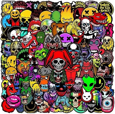 100PCS Scary Ghost Face Stickers Packs, Cool Scream Decals for Laptop ...
