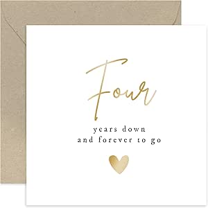 Old English Co. Four Years Down Forever To Go Wedding Anniversary Card ...