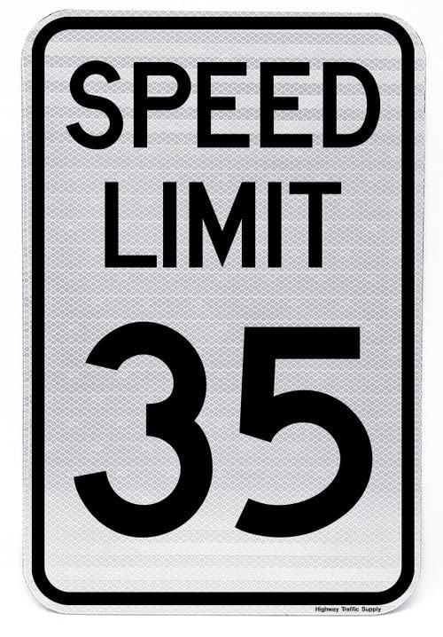 SPEED LIMIT 35 MPH Sign 12"x18" 3M Engineer Grade Prismatic Reflective ...