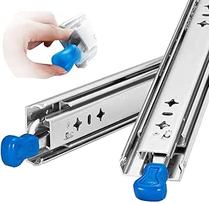 1 Pair Drawer Slides with Lock,3-Fold Full Extension Drawer Slide ...