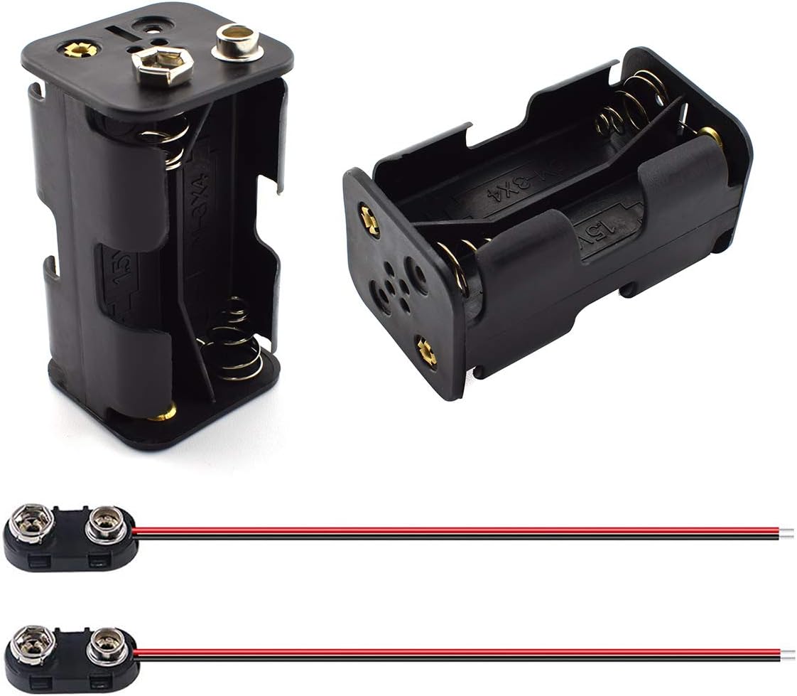 Amazon.com: E-outstanding Battery Holder 2PCS 4 Cell AA Battery Case ...