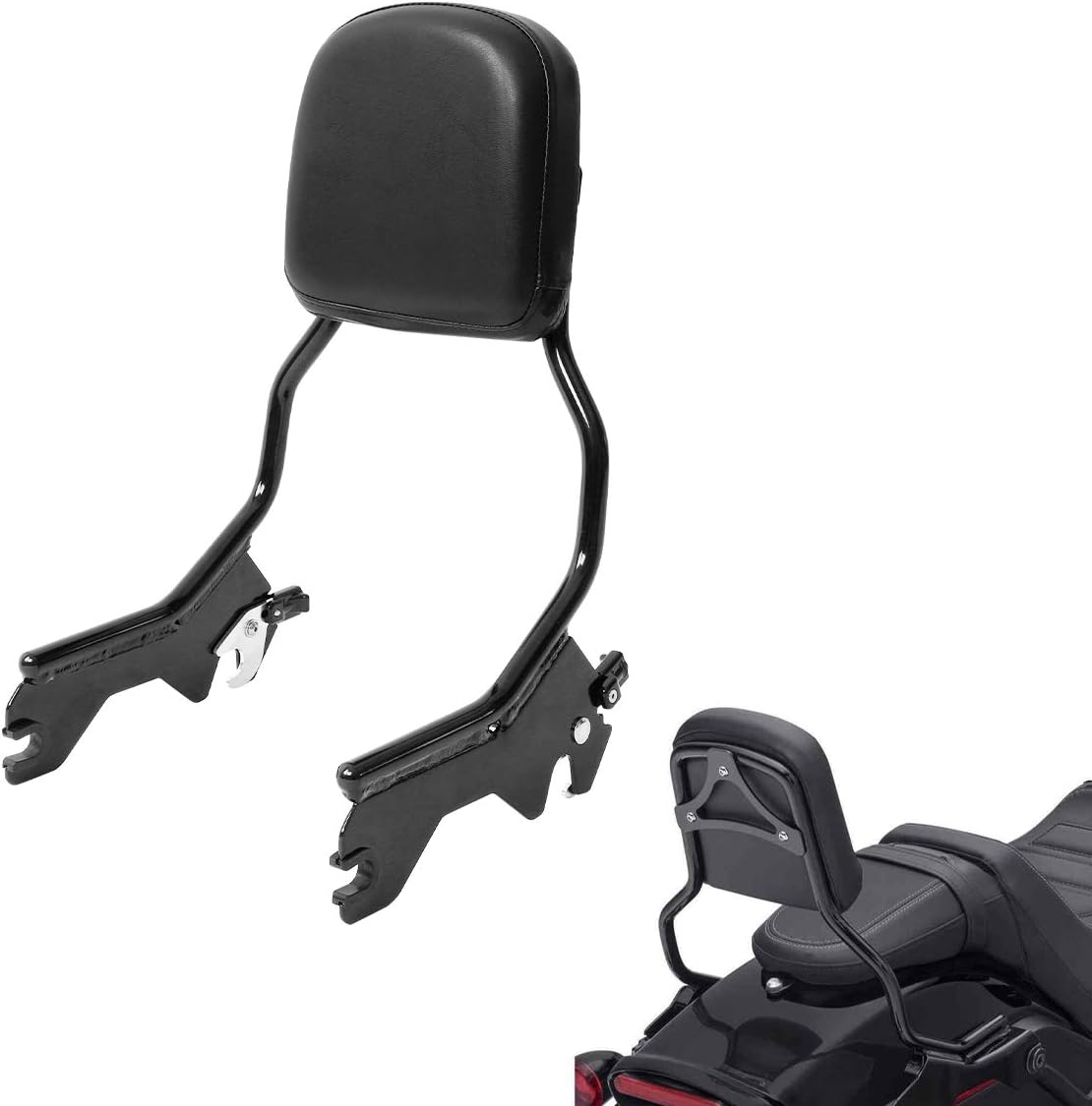 Amazon.com: SLMOTO Gloss Black Upright Sissy Bar Standard Height ...