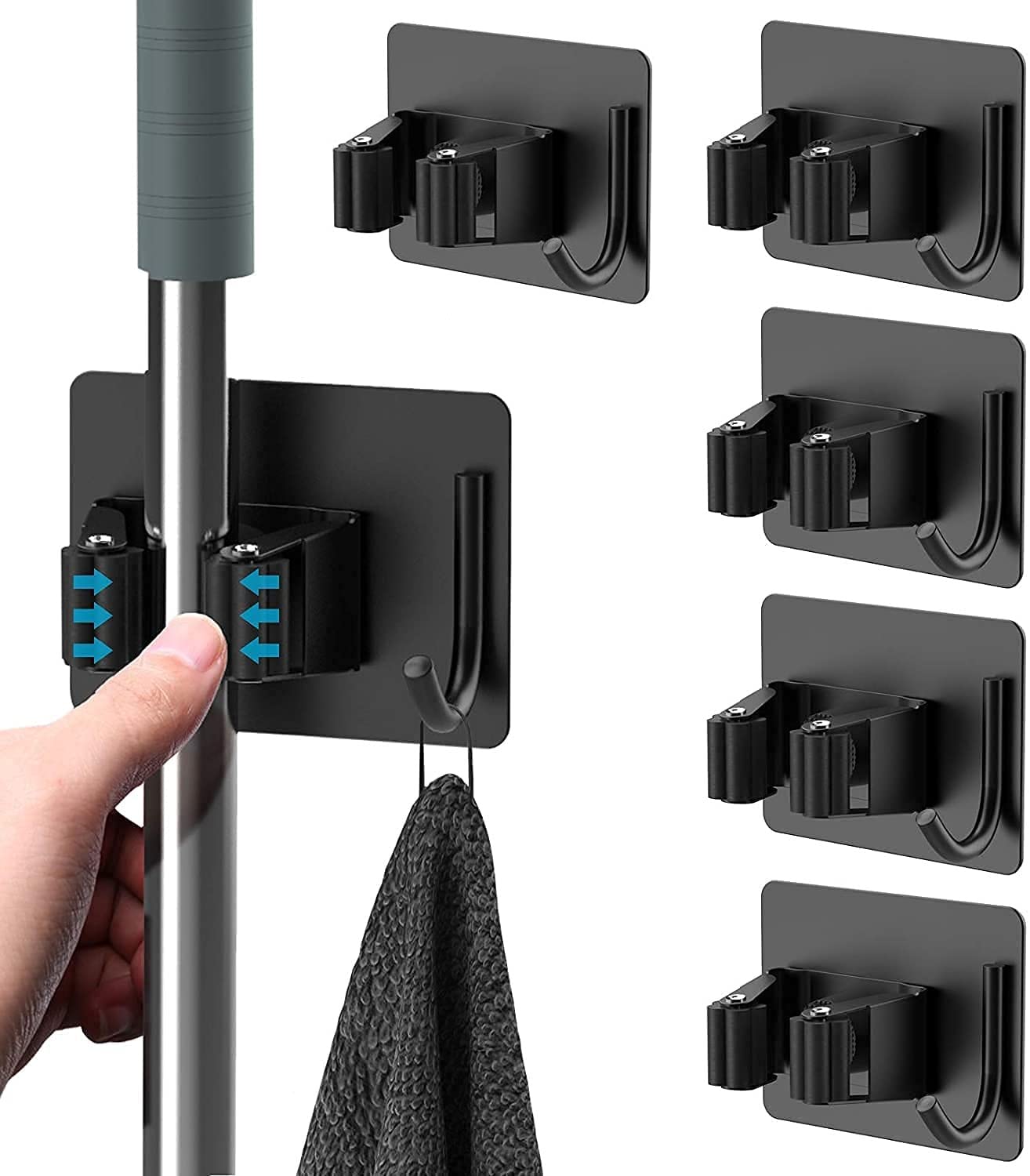 Boniry Adhesive Mop Holder and Broom Holder Wall Mounted Steel | Broom ...