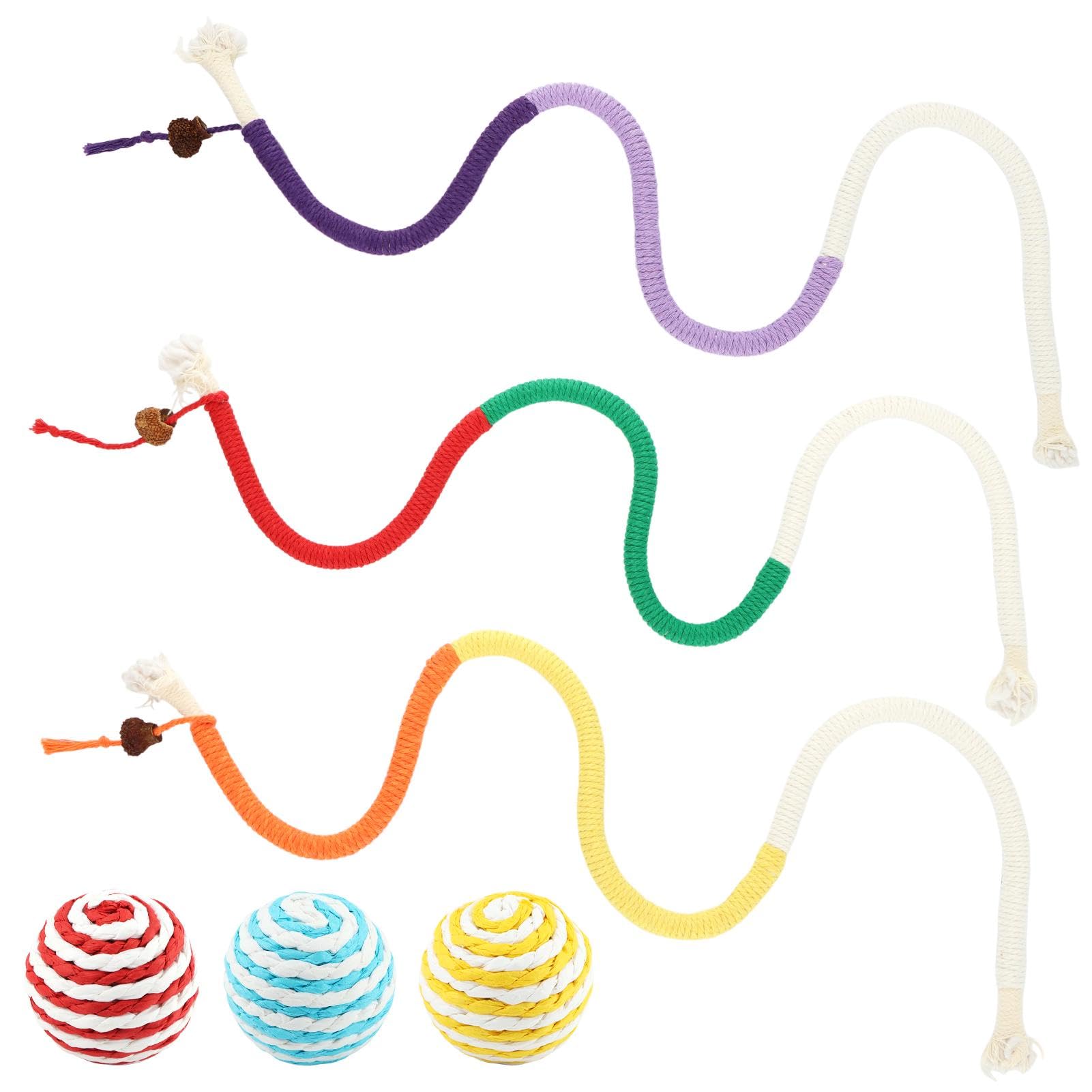 Amazon.com : Cat Toys Chew Ropes 3pcs with Refillable Natural Catnip ...