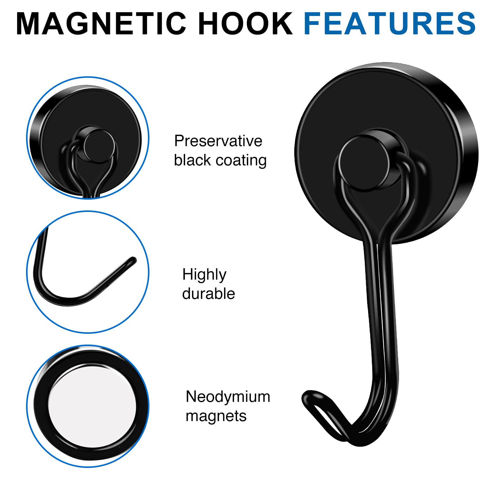 Snapklik.com : LOVIMAG Magnetic Hooks, 80LBS Neodymium Magnet Hooks ...