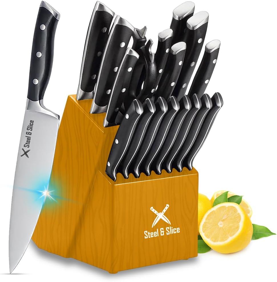 Amazon.com: Anuizxz Stainless Steel Kitchen Knife Set with Stand, Green ...