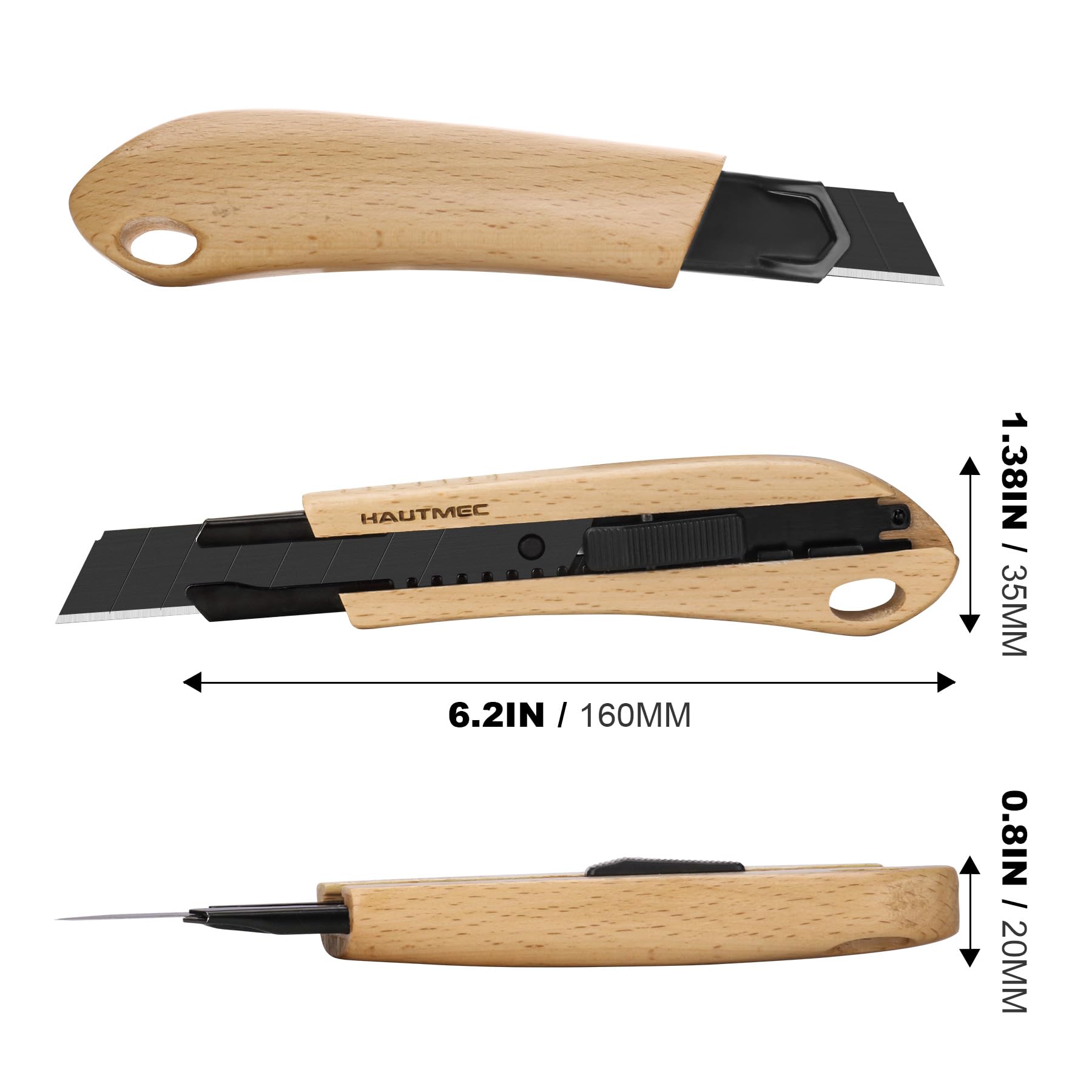 Snapklik.com : HAUTMEC 18mm Retractable Utility Knife Wooden Handle ...