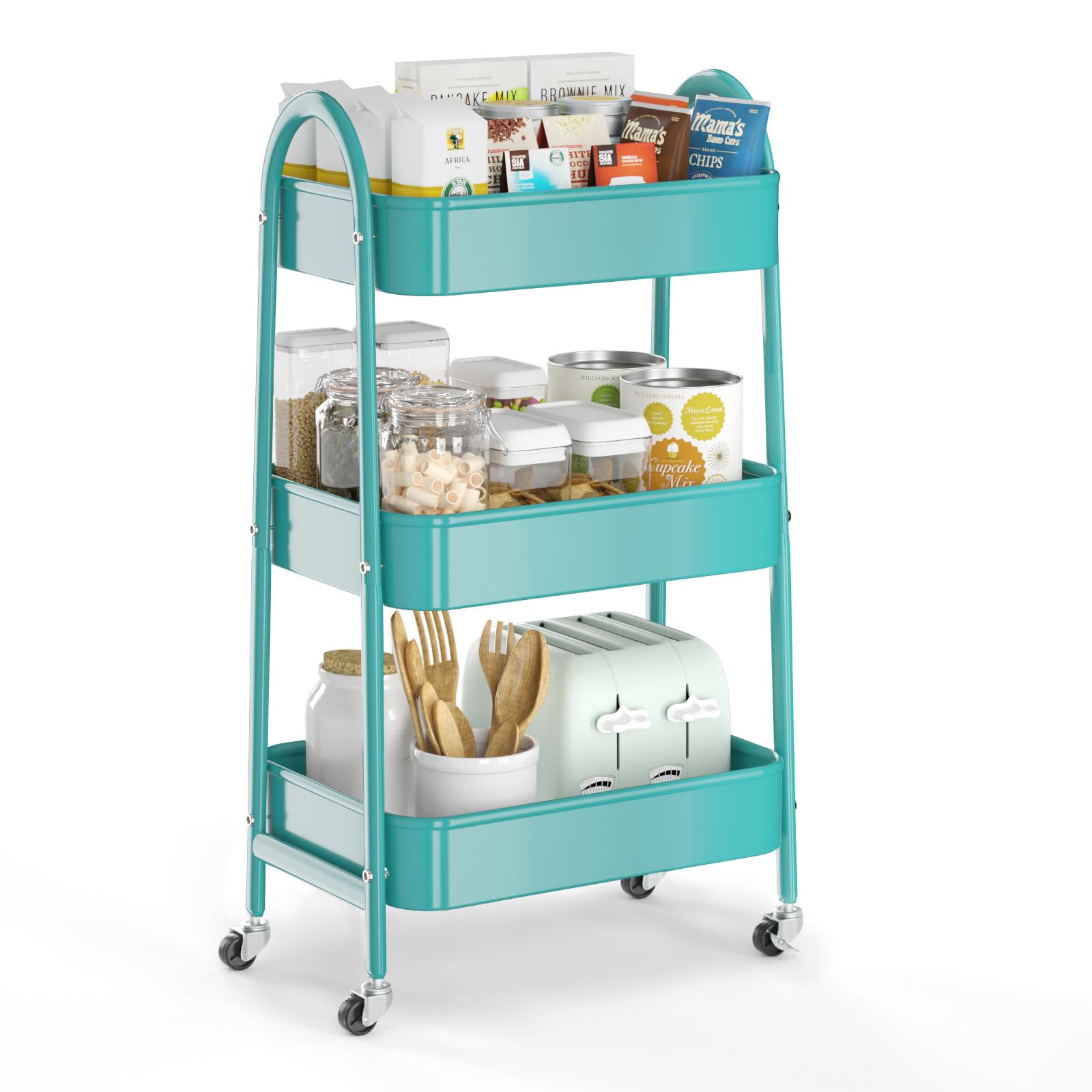 Amazon.com: EAGMAK 3 Tier Utility Rolling Cart, Metal Storage Cart with ...
