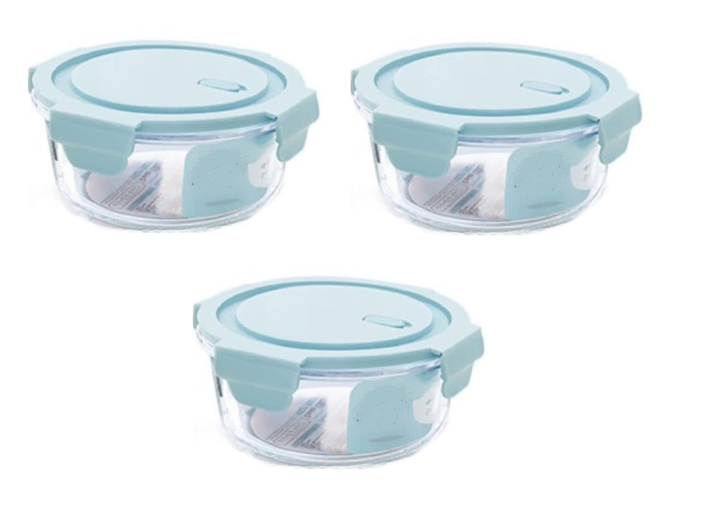 Buy IndusBay® 3 Pieces Round Borosilicate Glass Food Storage Oven Safe ...