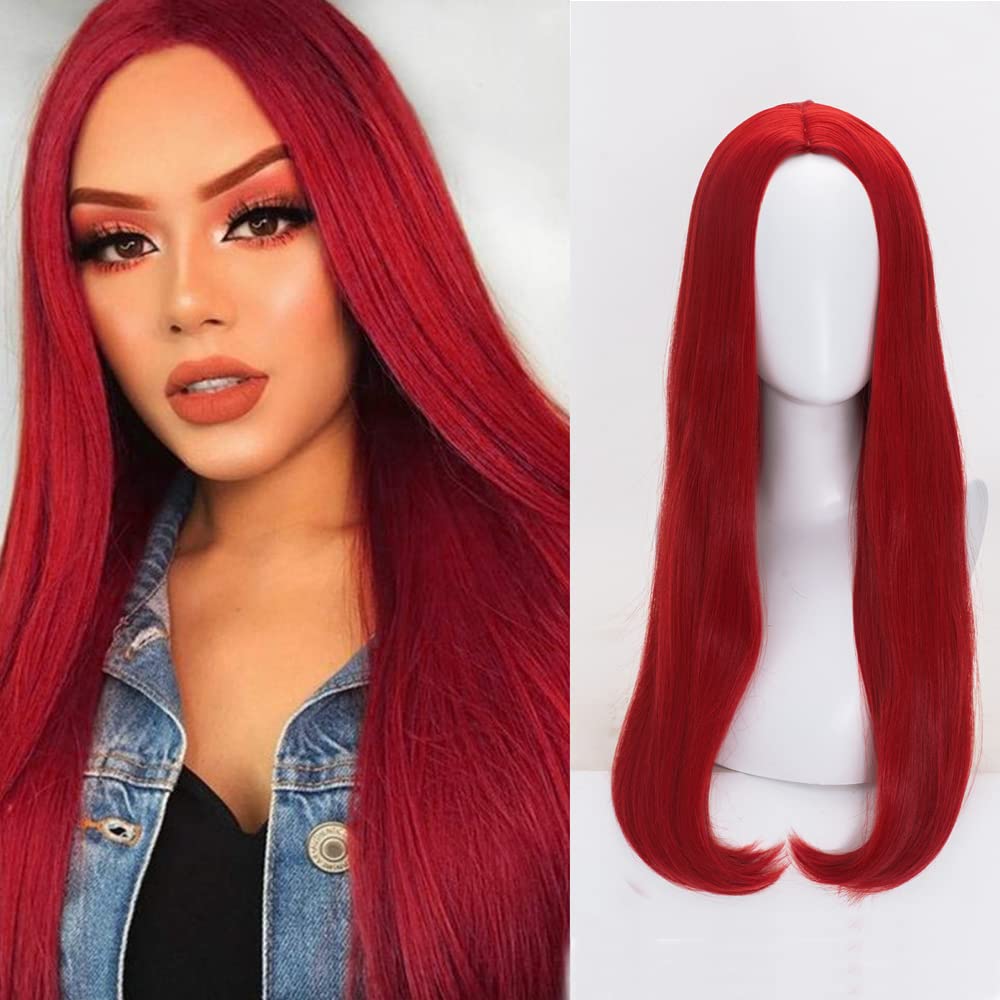 Amazon.com : Long red Wig | Coraline Long Red for Women Straight Hair ...