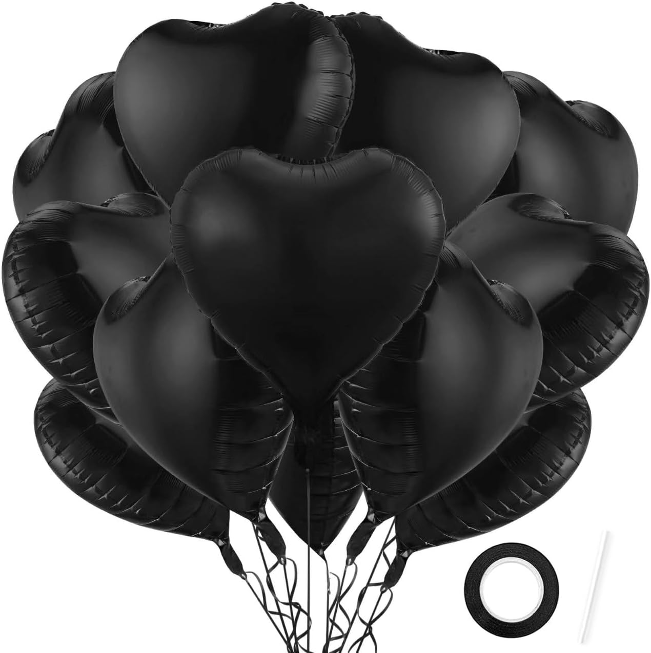 Amazon.com: BBPOOL 12Pcs Black Heart Balloons, 18 Inch, Love Balloons ...