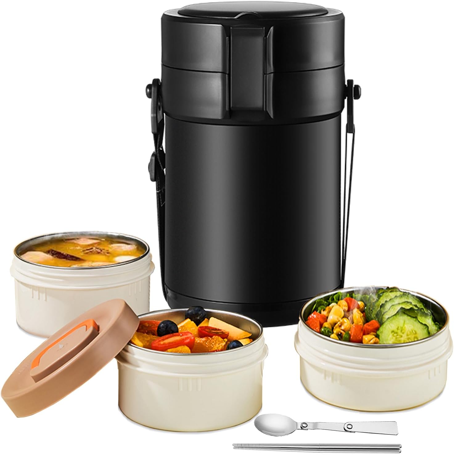 Amazon.com: 82oz Adults Thermo Food Jar For Hot Food 3 Tier Bento/Food ...