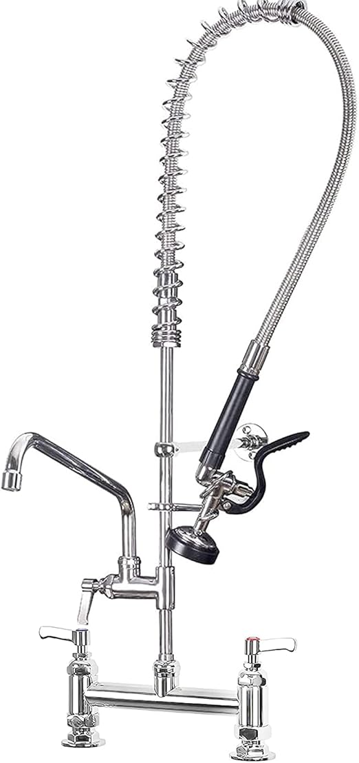 Commercial Kitchen Taps 7" Center Twin Pedestal Unit Sink Mixer Tap add ...