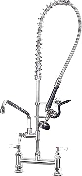 Commercial Kitchen Taps 7" Center Twin Pedestal Unit Sink Mixer Tap add ...