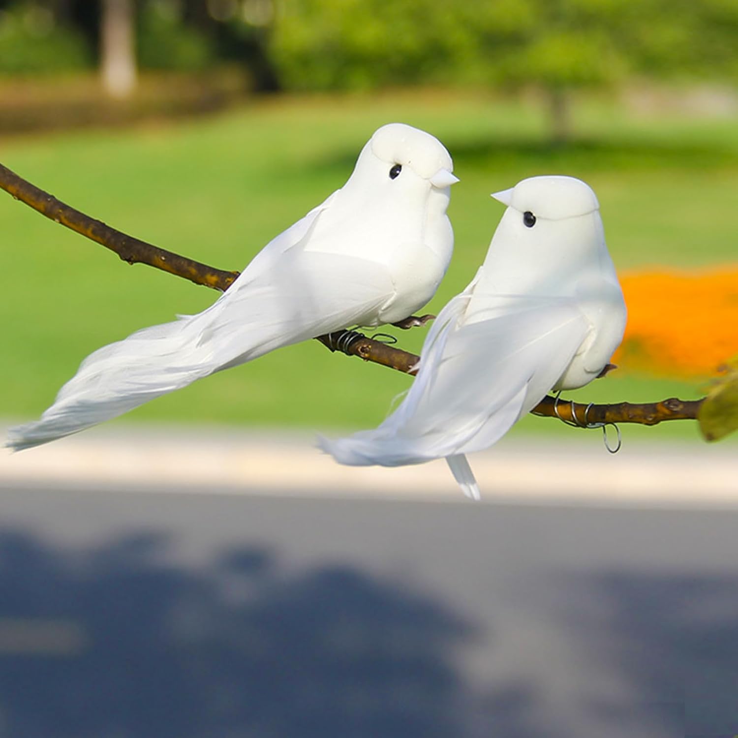 Amazon.com: LWINGFLYER 2pcs White Doves Decorative Birds Artificial ...
