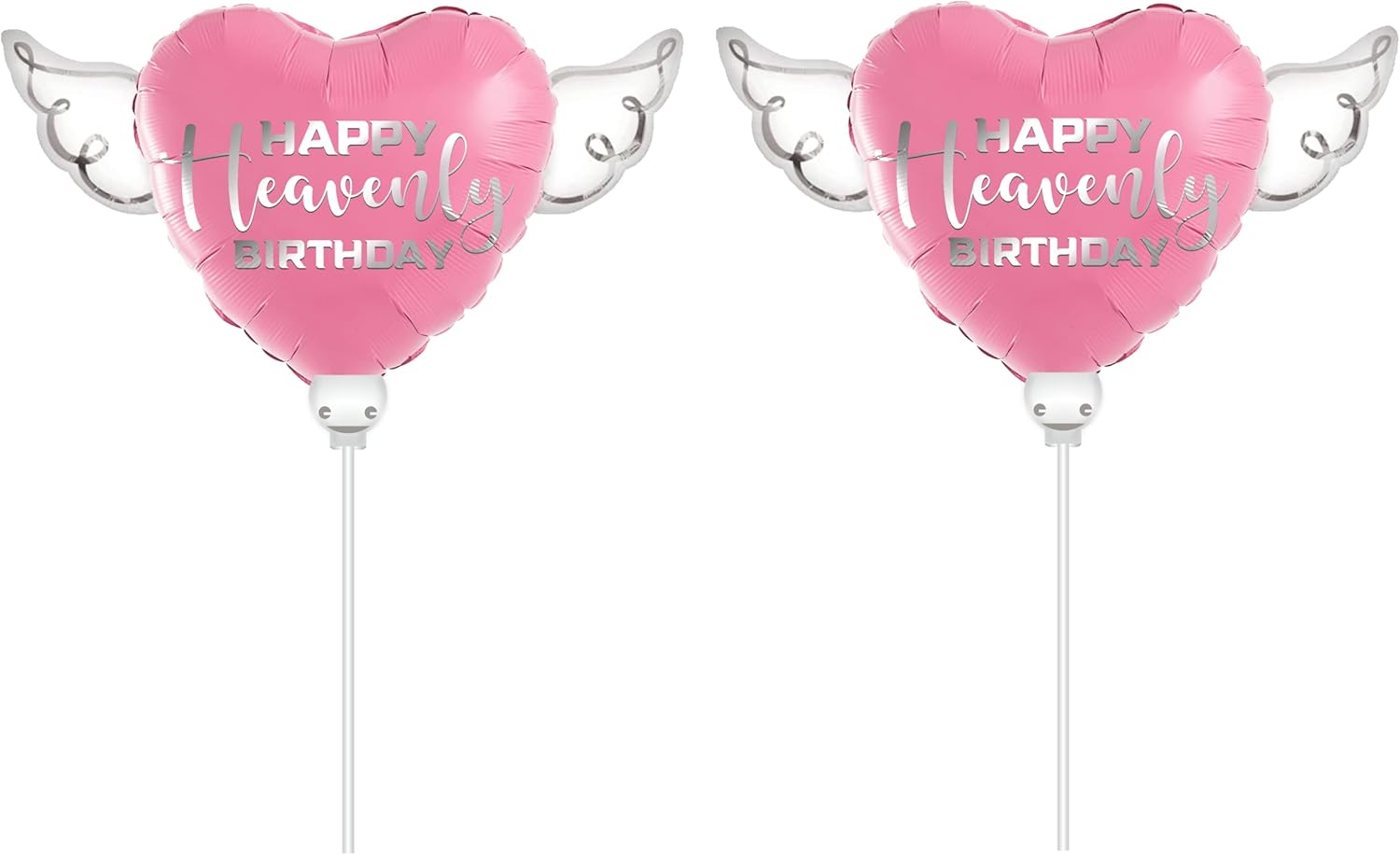 Happy Heavenly Birthday Globos rosas en un palo en forma de corazón con ...