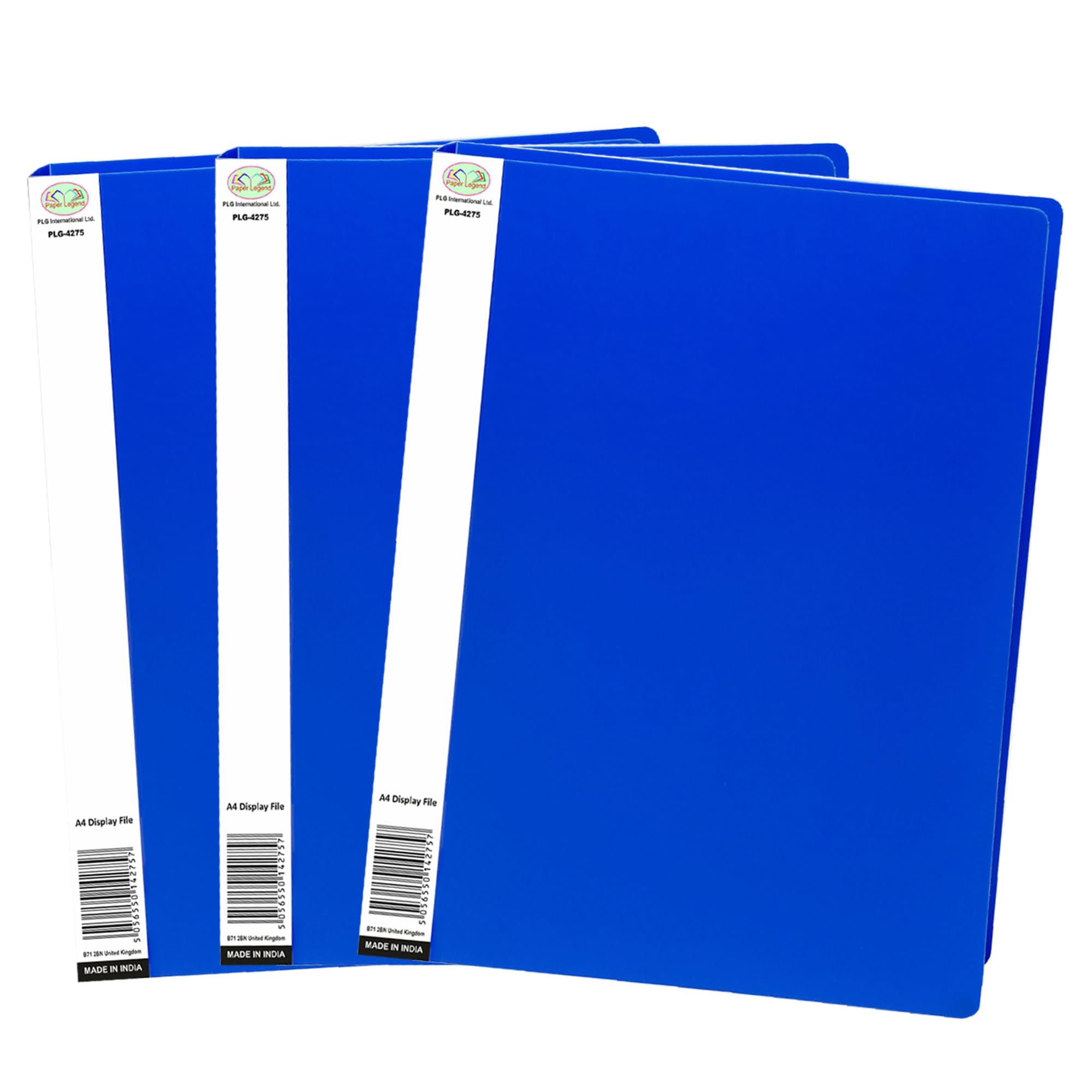 (Set of 3) A4 Blue Display Book Display File Folders 20 Pockets ...
