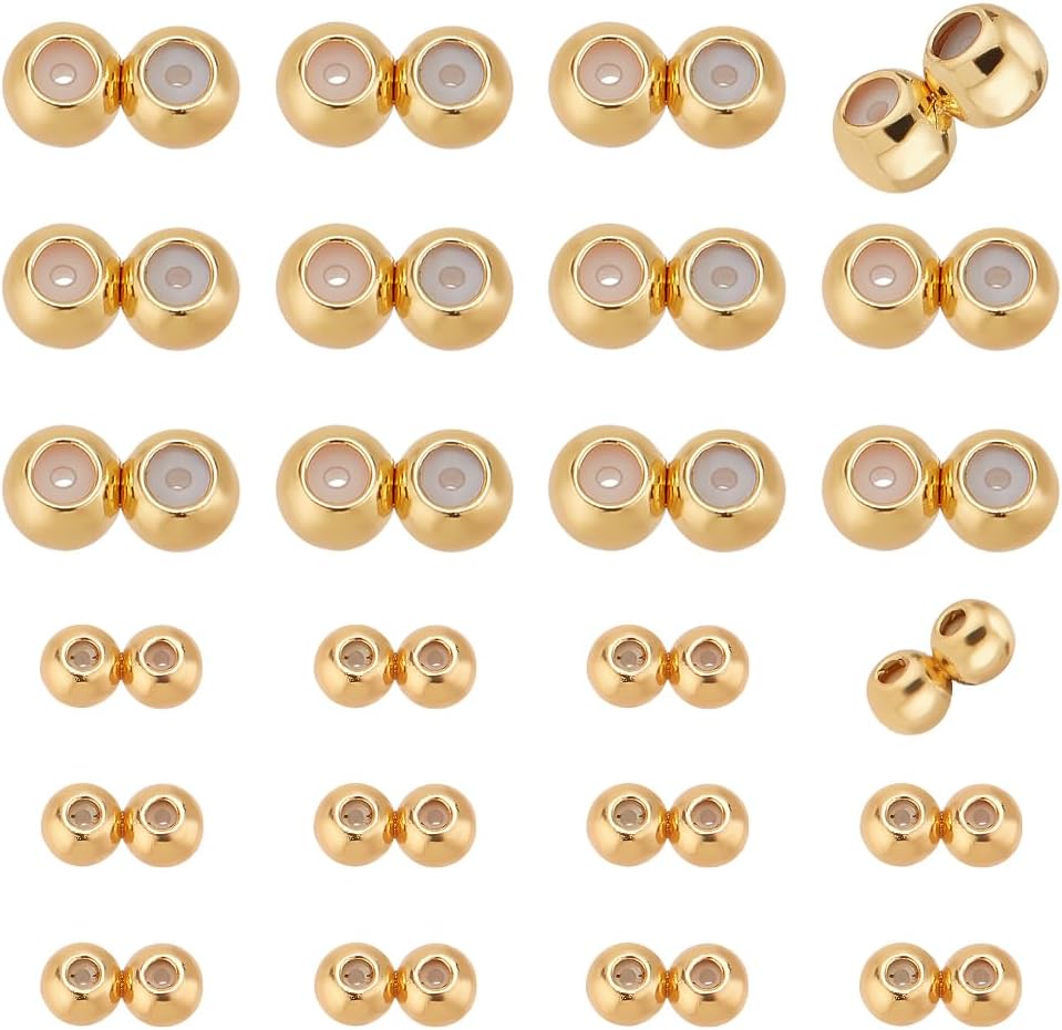 Amazon.com: PH PandaHall 18K Gold Stopper Beads, 24pcs Double Hole ...