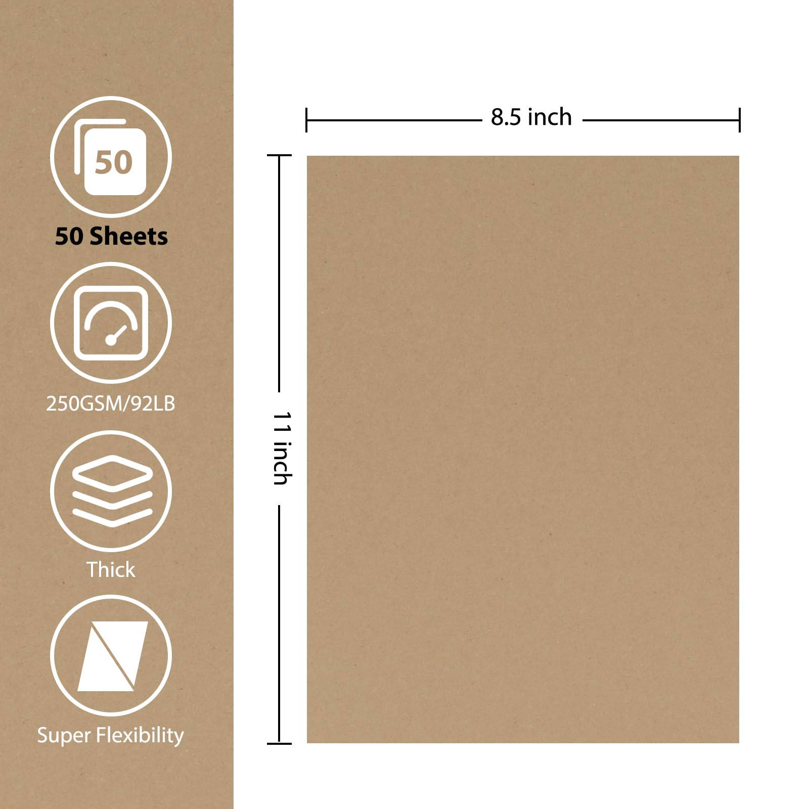 Snapklik.com : 50 Sheets Brown Cardstock Paper, Colored Printer Paper 8 ...